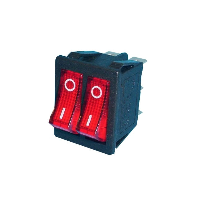 INTERRUPTOR DOBLE 15A 250V ROJO-ROJO KCD8-2121